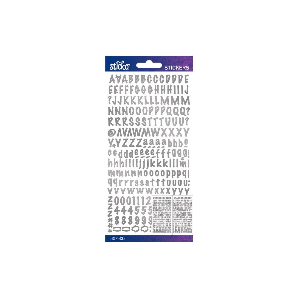 STICKO ALPHABET STICKERS SILVER FOIL MARKER SMALL — Jackies Craft Store NZ